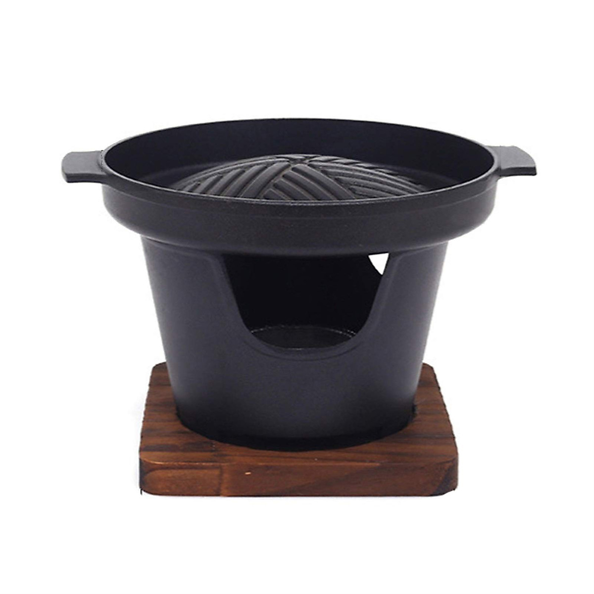 Barbecue Grill/Charcoal Grill Mini Japanese Style BBQ Grill Portable Tabletop ​Barbecue Stove ​with Wooden Base Suitable for 1-2 People for Yakiniku, Robata, Yakitori, Takoyak Charcoal Barbecue Grill