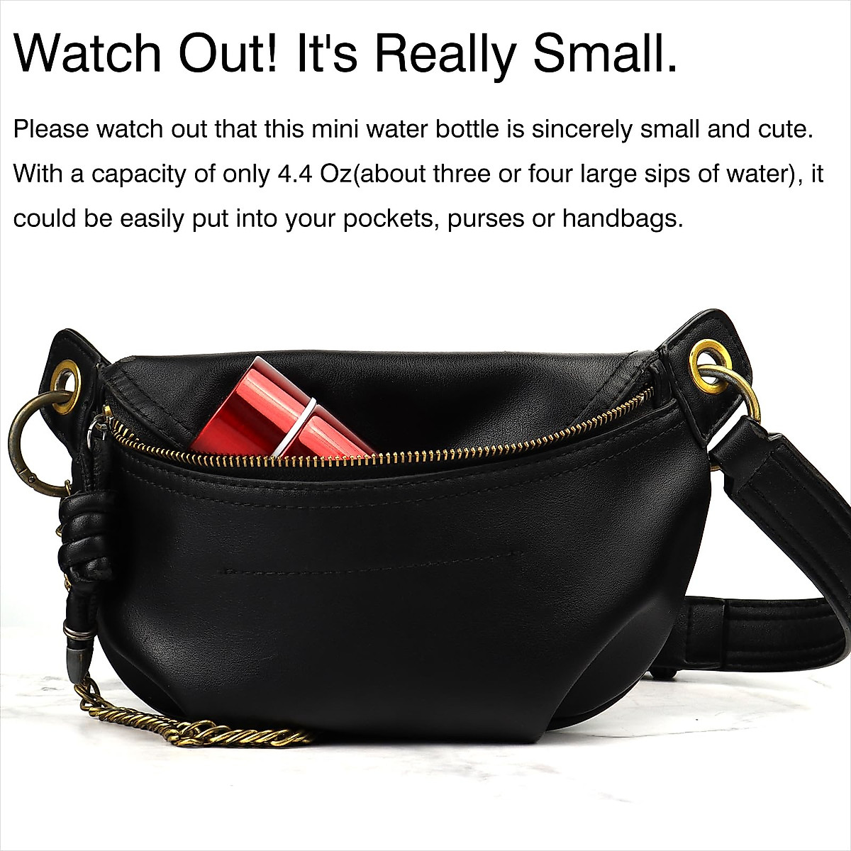 Dxobay Cute Slim Water Bottles, Mini Kids Water Bottle, Insulated Stainless Steel Water Bottles, Thermos Water Bottle with Vacuum Sealing & Double Wall Design(4.4 Oz, Red)