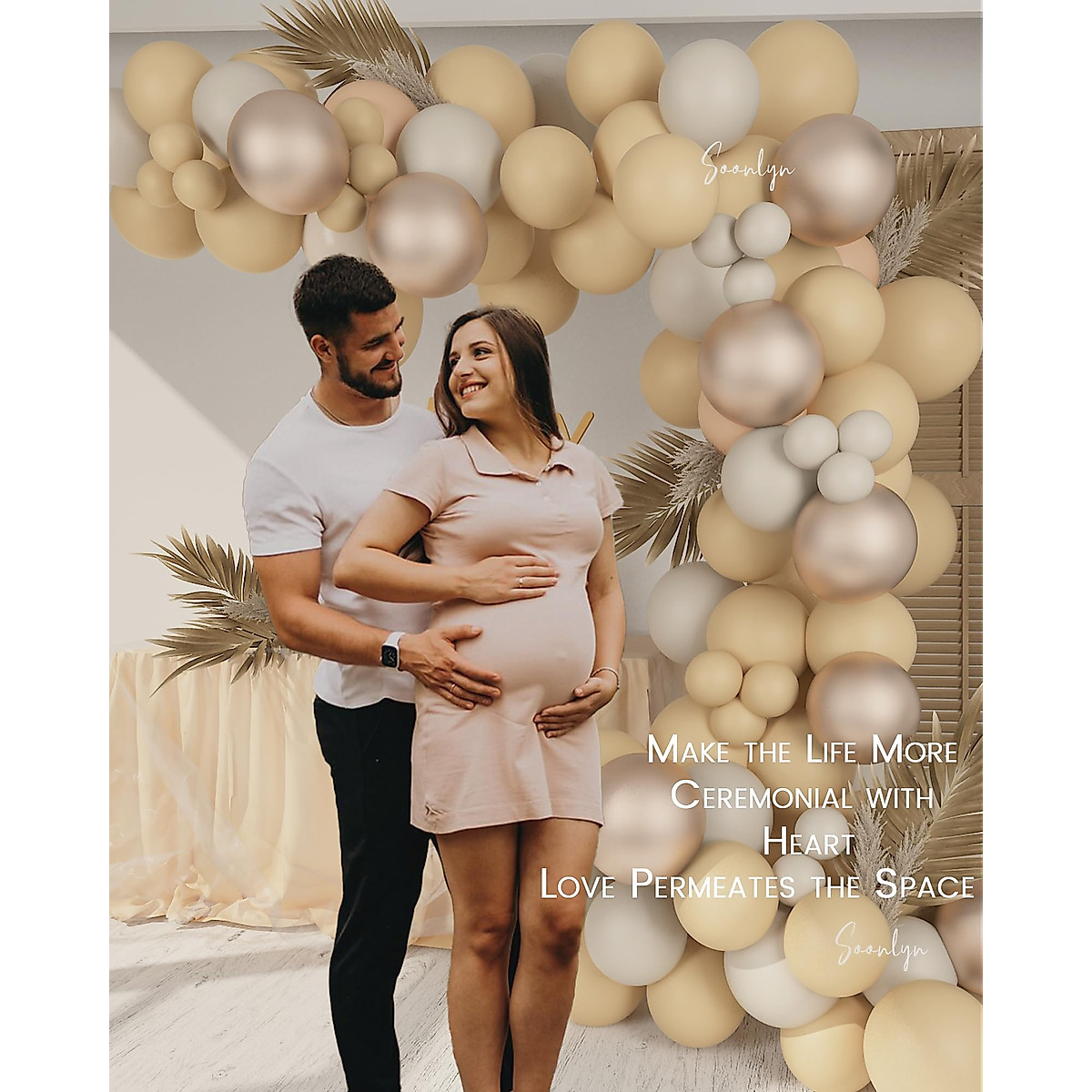 Soonlyn Boho Balloon Arch Kit, 13in, 120pcs Neutral Balloons Garland, Nude, Beige, White Sand, for Baby Shower, Bridal Shower, Birthday Party