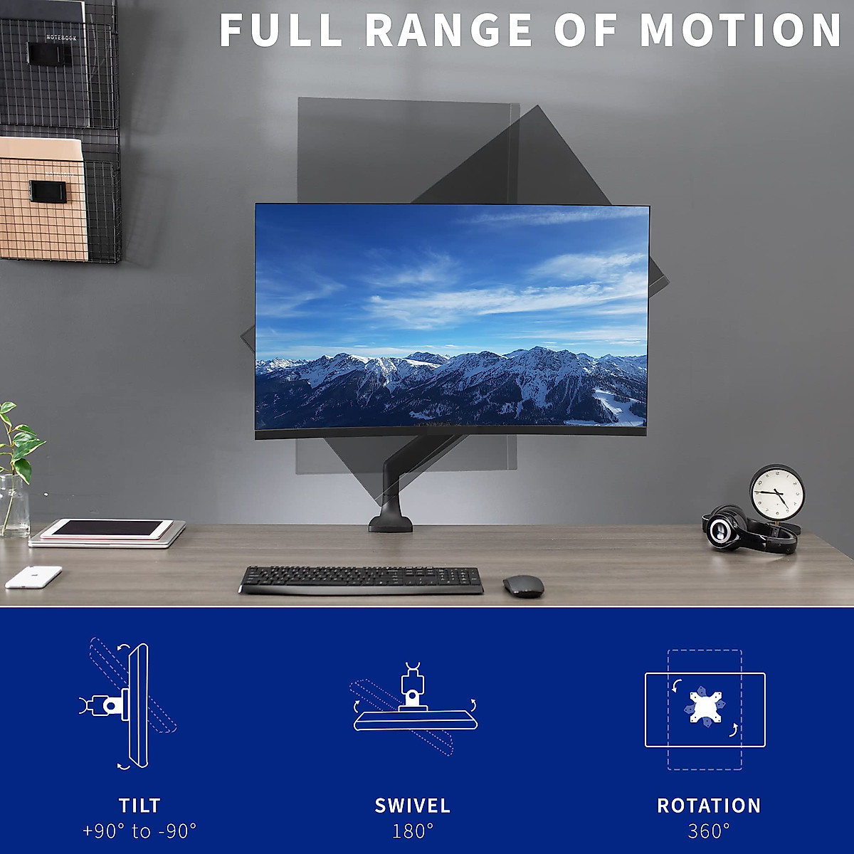 VIVO Premium Aluminum Height Adjustable Single Monitor Articulating Desk Mount Stand w/Gas Spring Arm Fits up to 32" Screen (STAND-V001Q)