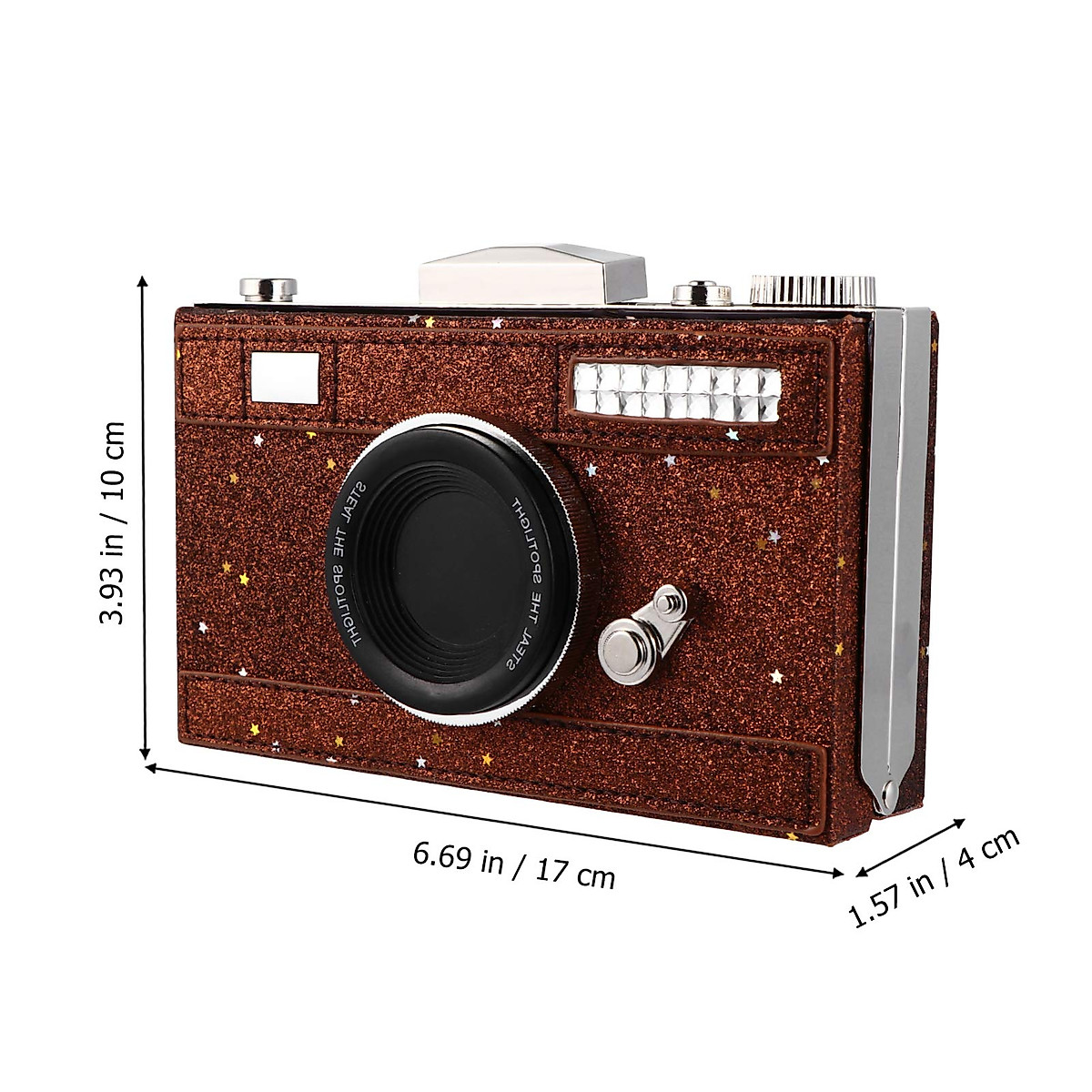 TENDYCOCO Camera Shaped Crossbody Bag Wide Shoulder Bag Square Bag Camera Bling Purse Unique Design for Daily Storage