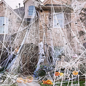 Joyseller 1200sqft Spider Web Halloween Decorations Outdoor, Stretchy Spider Webbing with 50pcs Spiders, Giant Halloween Spider Web Decor