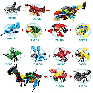 Party Favors for Kids 4-8 8-12 Mini Building Blocks Toys with 12pcs Insect & Sea Animals Goodie Bags Stuffers Pinata Classroom Prize Box Fillers Birthday Party Supplies for Boys Girls