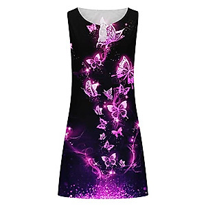 𝐏𝐫𝐢𝐦𝐞 𝐃𝐚𝐲 Deals Today 2023 Gifts for Friends Female, Midi Dresses for Women, Floral Dress for Women, Summer Casual Floral Dresses Cute A Line Dresses Mid Length Sleeveless