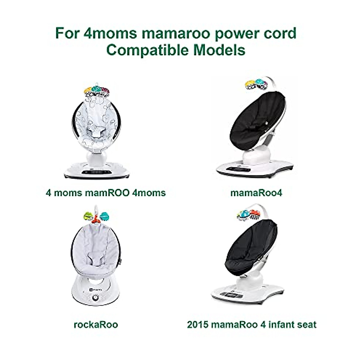 VHBW for 4moms mamaRoo Power Cord for 2/4 Infant Seat Charger, 2015 mamaRoo Infant Seat Bouncer, rockaRoo Baby Swing, OH-1048B1203000U Replacement mamaroo 12V AC Power Cord