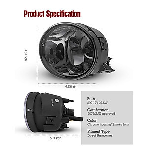 AUTOWIKI Fog Lights Assembly for 2004-2015 Nissan Titan/ 2005-2007 Nissan Armada with Smoke Lens 2PCS OEM Replacement Fog Lamps