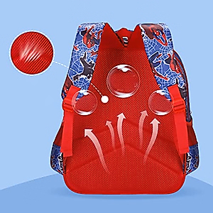 SUFRAH 13inch Cartoon Backpack Red&Blue Comic Waterproof Durable Lightweight Bookbag Fashion Causal Travel Bag