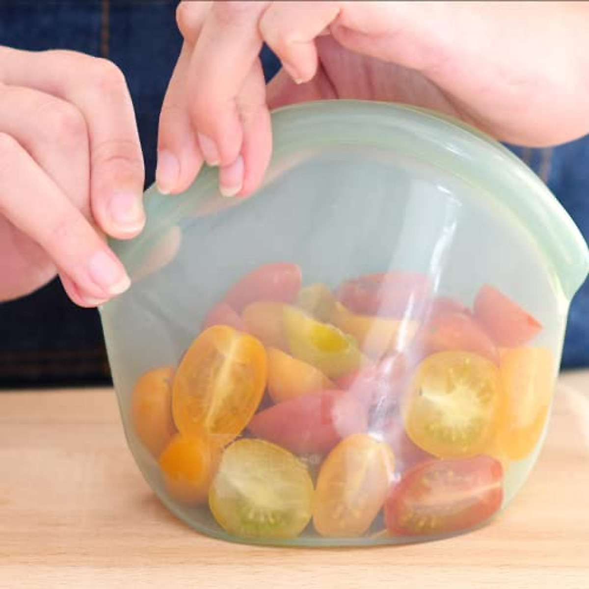 Hugger Bags Silicone Reusable Lunch & Snack Bag by Food Huggers | Durable Storage, BPA Free, Dishwasher & Freezer Safe, Stand-Up Resealable Produce Pouch | Small 13 fl oz, Juniper