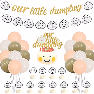 Dumplings Party Decoration for Birthday Baby Shower Dumplings Theme Banner Garland Little Dumpling Cake Cupcake Toppers for Little Dumpling Theme Birthday Supplies
