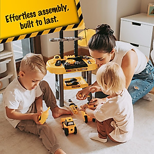 Tool Set with Electronic Toy Drill, Pretend Play for Toddlers, Construction Kits for Kids Ages 3-5 Years Old, Toddler Boy Toys (Workbench)