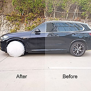 Amiss Tire Covers Set of 4, Spare Trailer Wheel Covers Fit for Trucks/SUVs/RV, Tough Tire Wheel Protector, Car Exterior Accessories, Oxford Waterproof UV Sun Fit Tire Diameter 32-35 Inch (L-Silver)