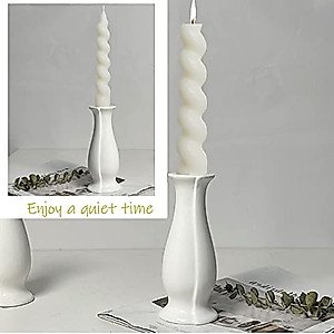 White Taper Candles Stick Spiral Twisted Candles H 7.5inch Wax Unscented White Dinner Candle Dripless for Home Decor, Relaxation & All Occasions(White)