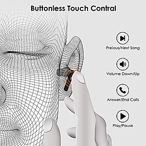 Wireless Bluetooth Headphones with Charging Case, Wireless Earbuds, Waterproof Stereo Earphones in-Ear Built-in Mic Headset for Sport(Black)