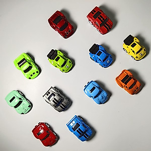 Gilumza Pull Back Car Toy, 12 Pack Mini Metal Die-cast Cars Playset, Dino Toys for Boys Girls Toddler Kids 3456 Year Old Race Vehicles