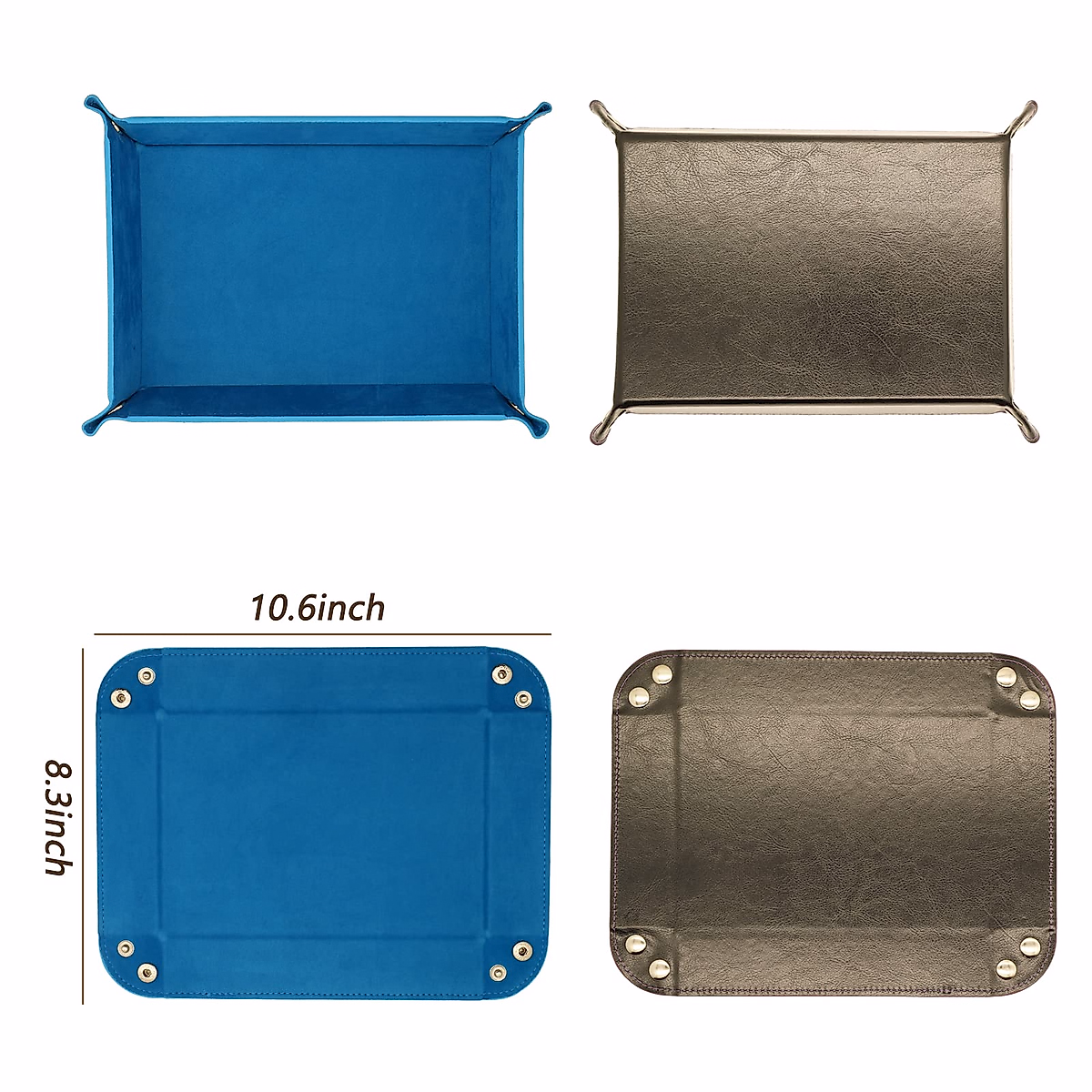 Socospace Valet Tray-leather and velvet,EDC Tray,Catchall Tray for Jewelry,Wallets,Watches,Key,Phones,Glasses, Perfect for Nightstand,Entryway Table,Desk,Key Tray,Home Decor（Blue）