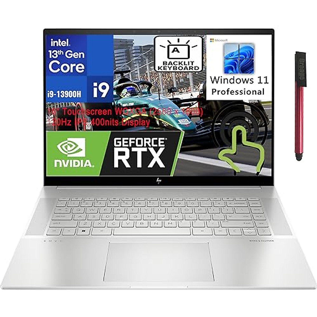2023 HP ENVY 16" Touchscreen WQXGA (2560 x 1600) Gaming Laptop Premium Creator Workstation Computer, 13th Gen Intel 14-Core i9-13900H, GeForce RTX 4060 8GB, 32GB DDR5 RAM, 2TB PCIe SSD, Windows 11 Pro