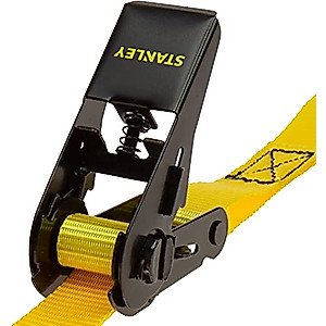 STANLEY S9500 Black/Yellow 1" x 10' Ratchet Straps - Light Cargo Hauling (900 lb Break Strength), 4 Pack