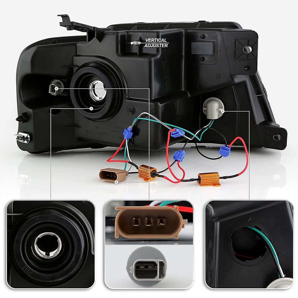 ACANII - For 2004-2008 Ford F150 06-08 Lincoln Mark LT Black LED Tube Switchback Signal Headlights Headlamps Left+Right