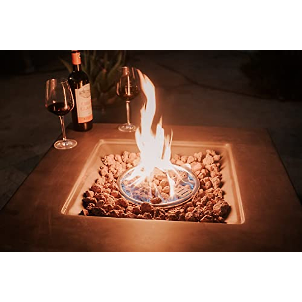 XBrand MgO & Metal 40,000 BTU Outdoor Propane Gas Smokeless Square Fire Pit Table with Volcanic Rocks & Rain Cover, 30 inch Wide, Gray