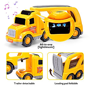 GONGDAO Truck Toys with 4 Airplane Toys for 3 4 5 6 7 Year Old, Aircraft Carrier Truck Toy for Toddler Boy Girl, Toy Helicopter/Military Fighter Jet, Christmas List