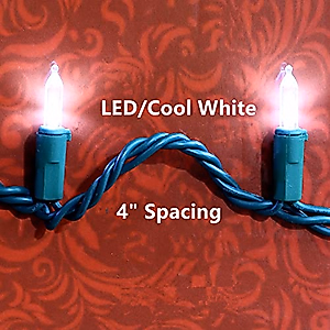 JinBest 100 LED White Christmas Lights with Green Wire 35ft, UL Certified and Commercial Mini Light Set, for Indoor Outdoor Party, Spring, Garden, Patio.
