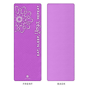 Life Energy 4mm TPE EkoSmart Yoga Mat - Yoga Repeat, Purple