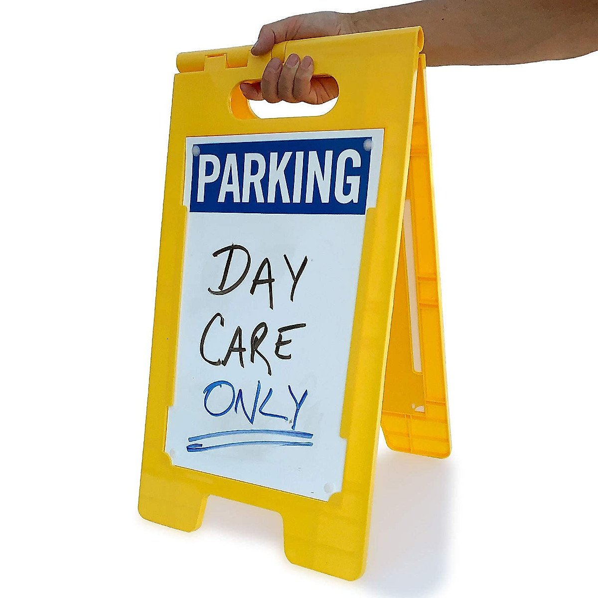 SmartSign - SF-0318-FB-25x12-DE "Parking" Blank Write-On Folding Floor Sign | 25" x 12" Plastic