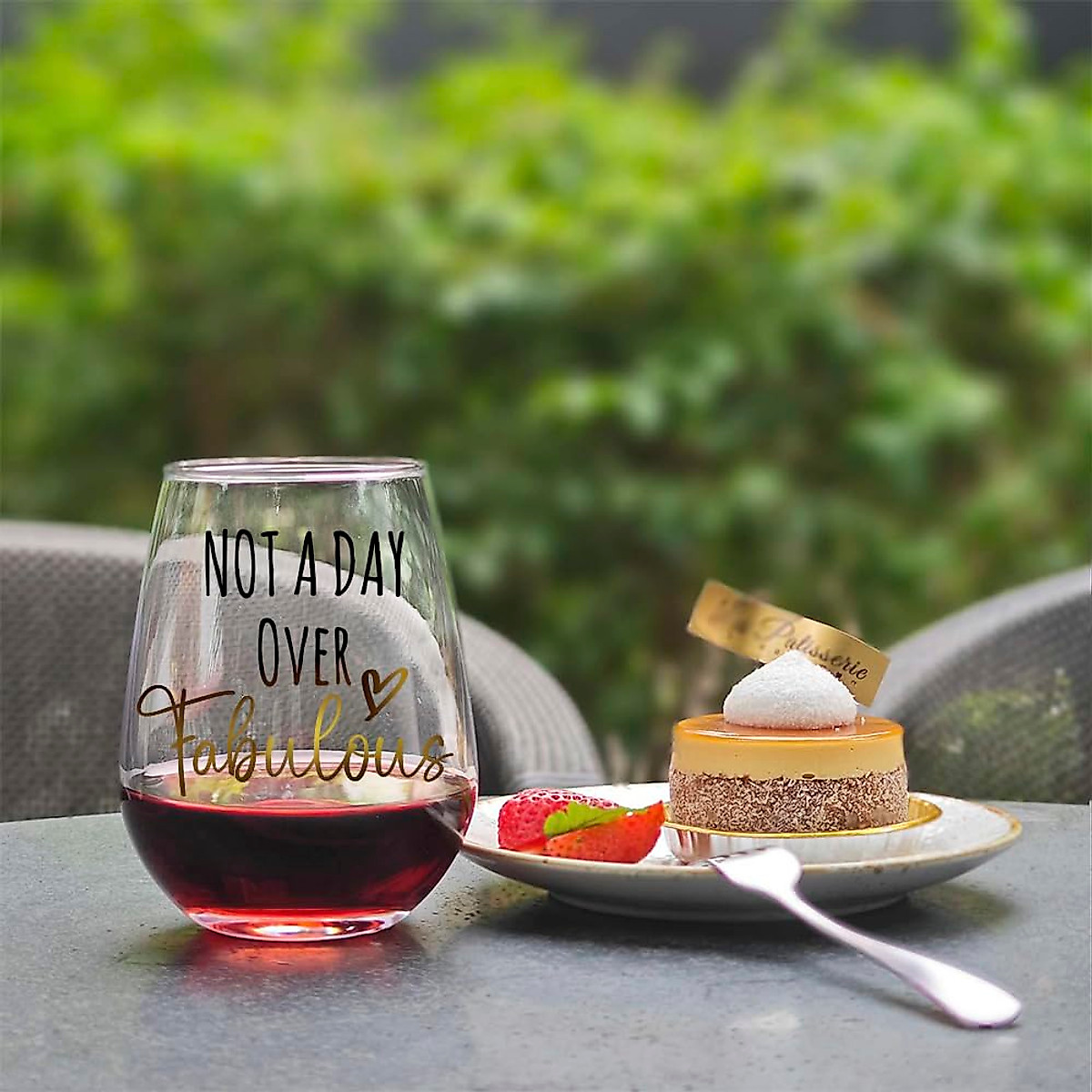 Pokolllee Not A Day Over Fabulous Wine Glass Birthday Gifts for Women, Happy Birthday Gift for Her, Funny Female Wine Glass Gifts for Mom Sister Friends, Christmas Gift for BFF Boss Coworkers Female