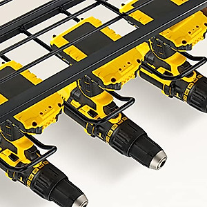 OSYRGUBIOE Power Tool Organizer with 4 Hooks Heavy Duty 7 Drill Holder Wall Mount Garage Tool Organizers and Storage Utility Storage Rack for Cordless Drill Charging Station…