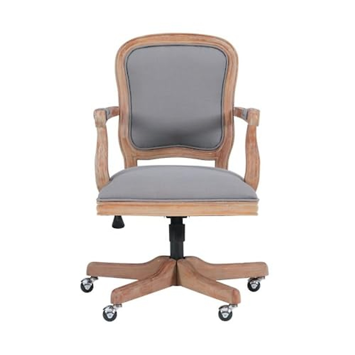 Riverbay Furniture 19" - 23" Seat Height Transitional Wood & Fabric Office Chair with Brushed Silver Casters, Gas Lift, Adjustable Height, Some Assembly Required, in Light Gray Finish