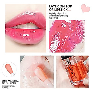 Yasovigi Hydrating Lip Oil Plumping Lip Tint Moisturizing Lip Gloss, Transparent Lip Balm Care Stick Nourishing Repairing Non-sticky, Moisture&Lighten Lip Lines (Pink)