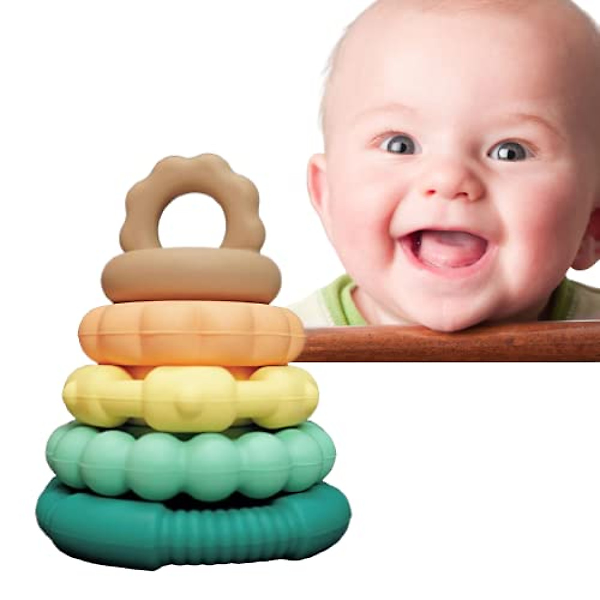 NEAFRON Baby Stacking Toy for Toddlers - BPA-Free Food-Grade Silicone Stacking Toy Teether - Montessori Sensory Nesting Toy for Toddlers