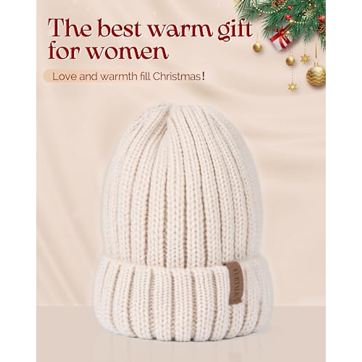 FURTALK Winter Hats for Women Fleece Lined Beanie Knit Chunky Womens Snow Cap