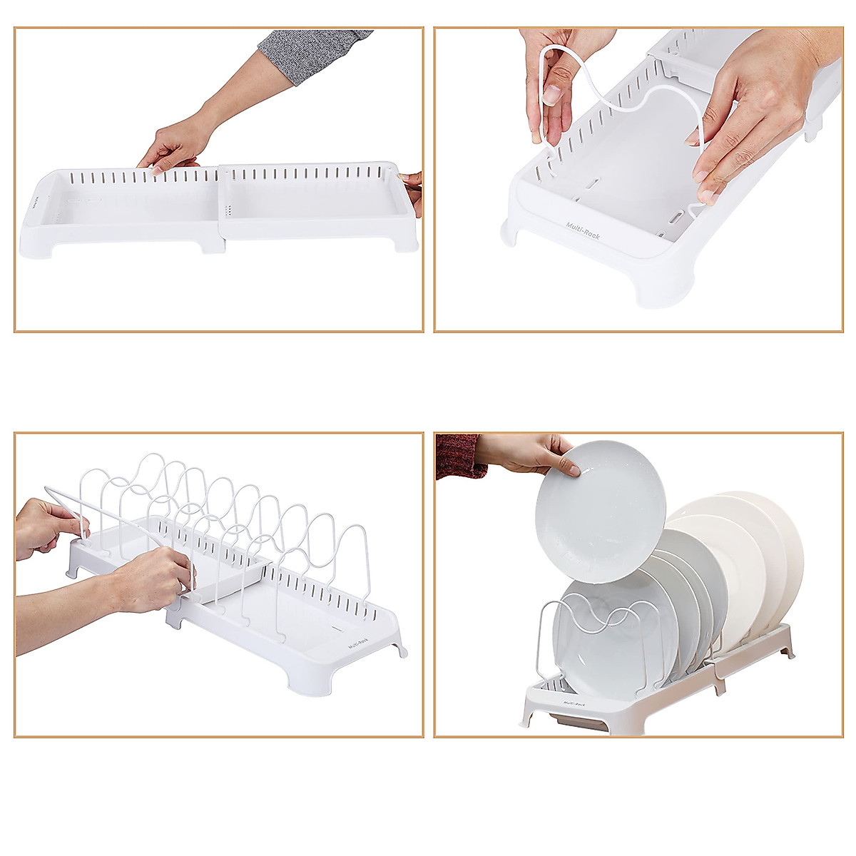 CHIOGHBN Pan and Pot Organizer Rack, Expandable Pans and Pots Organizer for Cabinet, 9 Adjustable Compartments Lid Pots and Pans Organizer, Bakeware Organizer for Cabinet for Kitchen Storage