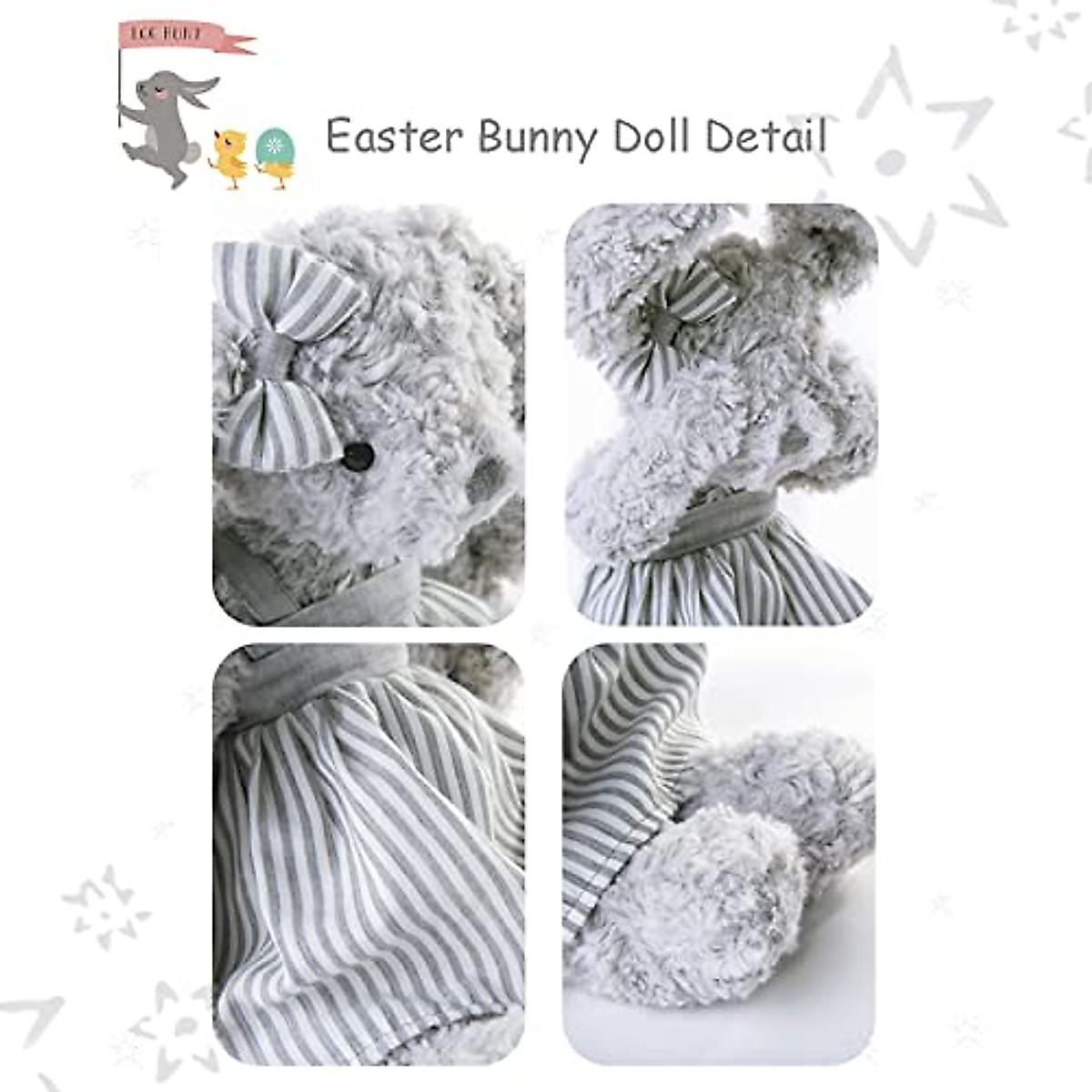 Uvvyui 11.8 Inch Easter Bunny Stuffed Animal, Cute Bunny Rabbit Plush Animal Toy with Long Ears for Kids Toddlers Girls Boys Easter Birthday Gifts (11.8 Inch, Grey)