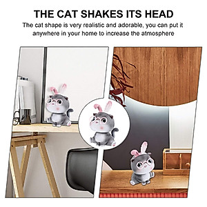 Amosfun Cat Bobblehead Ornaments Shaking Rabbit Ear Lucky Cat Figurines Animal Dancing Figure Toy Car Dashboard Decorations for Vehicle Home Office Desktop (Random)