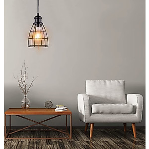 LIT-PaTH Plug in Pendant Lighting, Hanging Light Kits with ON/Off Switch, 15 Feet Cord, Bulbs Not Included, Black, 2-Pack