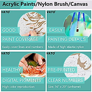 VATO DIY Oil Painting Paint by Numbers kit Canvas Painting for Adults & Kids Beginner,16" x 20"(Starry Sky & Cat)