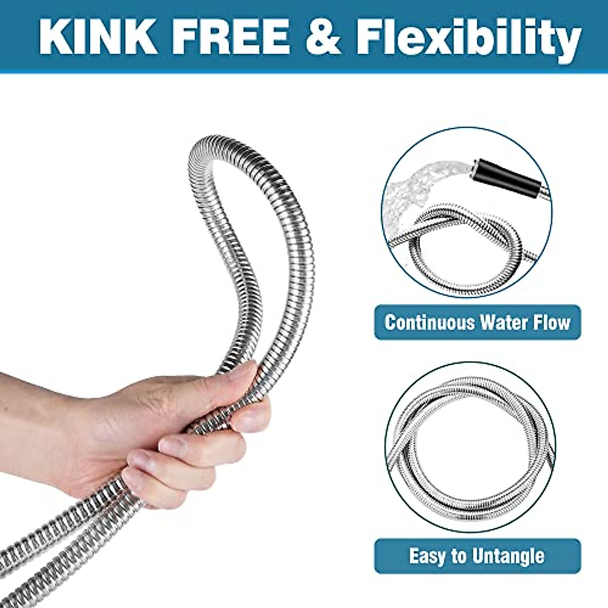 Garden Hose 50 ft Metal - Stainless Steel Water Hose Flexible Lightweight Garden Hose Collapsible and No Kink Water Pipe