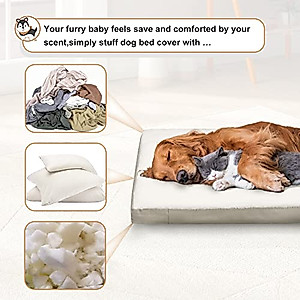 Explore Land Waterproof Dog Bed Cover Machine Washable Sherpa Fleece Dog Bed Replacement Cover, 30Lx20Wx3.5H inch, Beige