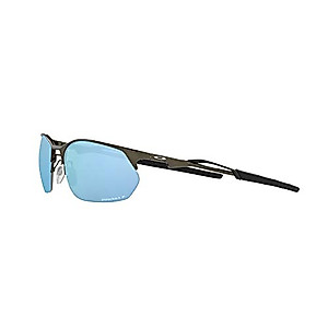 Oakley Men's OO4145 Wire Tap 2.0 Rectangular Sunglasses, Satin Lead/Prizm Deep Water Polarized, 60 mm