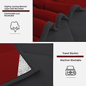 Joyching Weighted Lap Pad for Kids Adult Pet 20 x 30 inches 3lbs, Back and Shoulder Soft Cooling Small Heavy Throw Blanket with Glass Beads (Black/Burgundy Reversible)