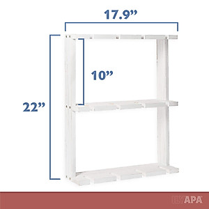 Ilyapa Wine Glass Rack, Wall Mounted - 3 Tier Rustic Weathered White Wood Stemware Storage Holder