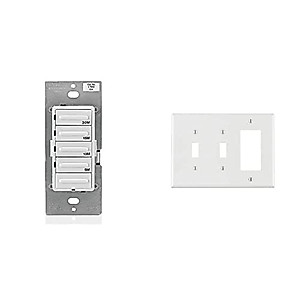 Leviton LTB30-1LZ Decora 1800W Incandescent/20A Resistive-Inductive 1HP Preset 5-10-15-30 Minute Countdown & PJ226-W WH WP 3G 2TGL 1DECO Midway Nylon