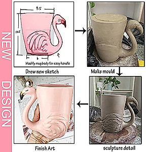 16 oz Cute Pink Coffee Mug Ceramic Cup Flamingo Gift Mug for Women Grandma Mom Mug Christmas Funny Coffee Cup Animal Mug Pink Christmas Mug Decor Wedding Mugs