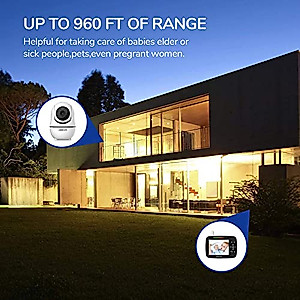 ANMEATE Baby Monitor with Remote Pan-Tilt-Zoom Camera, 3.5” Large Display Video Baby Monitor with Camera and Audio |Infrared Night Vision |Two Way Talk | Room Temperature| Lullabies and 960ft Range