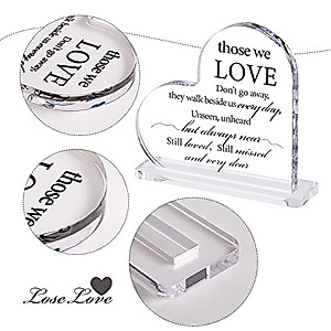 Qunrwe Sympathy Gift Memorial Bereavement Gifts,Acrylic Heart Condolence Gifts for Loss of Loved One,Loss of Father,Loss of Mother,Day of the Dead Table Decorations Remembrance Gifts