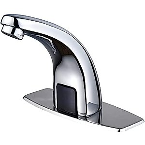 Halo Sanitary Touchless Bathroom Faucet Automatic Motion Sensor Faucet with Hole Cover Deck Plate Chrome