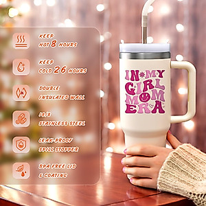 Gusgopo Gifts for Mom, 40 Oz In My Girl Mom Era Tumblers, Cute Mother Cups for Mother's Day Birthday