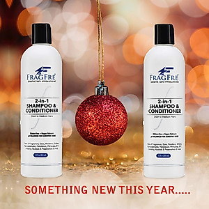 FRAGFRE 2 in 1 Shampoo and Conditioner 12 oz - Fragrance Free Conditioning Shampoo for Short to Medium Hairs - Color Safe Wash and Go - Sulfate Free Cleansing Conditioner for Sensitive Scalps (1 Pack)